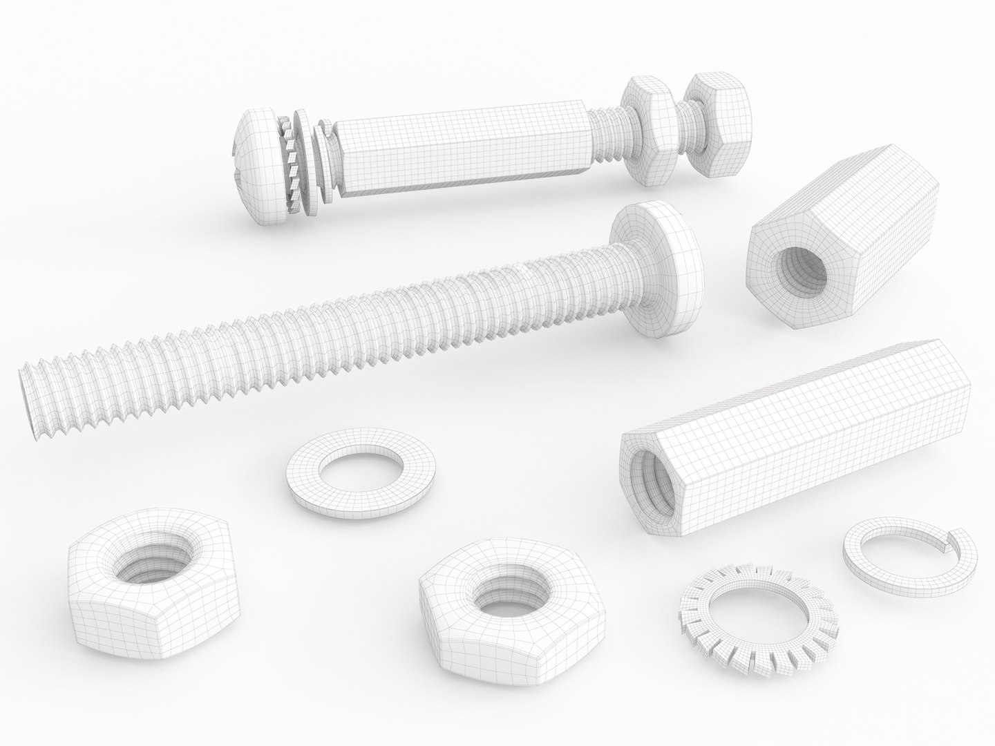 Screw With Nut 16 3D Model - TurboSquid 1924762