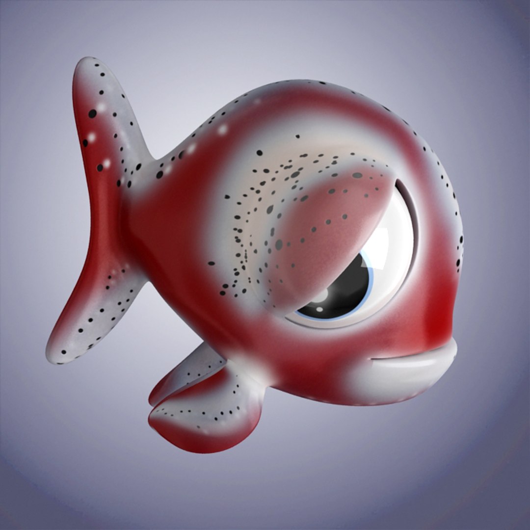 Sad Fish Cartoon 3d Model