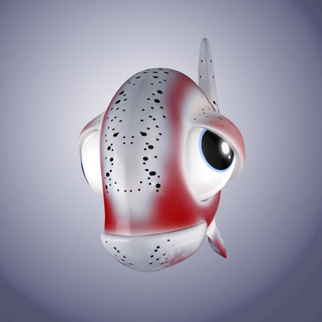 Sad Fish Cartoon 3d Model
