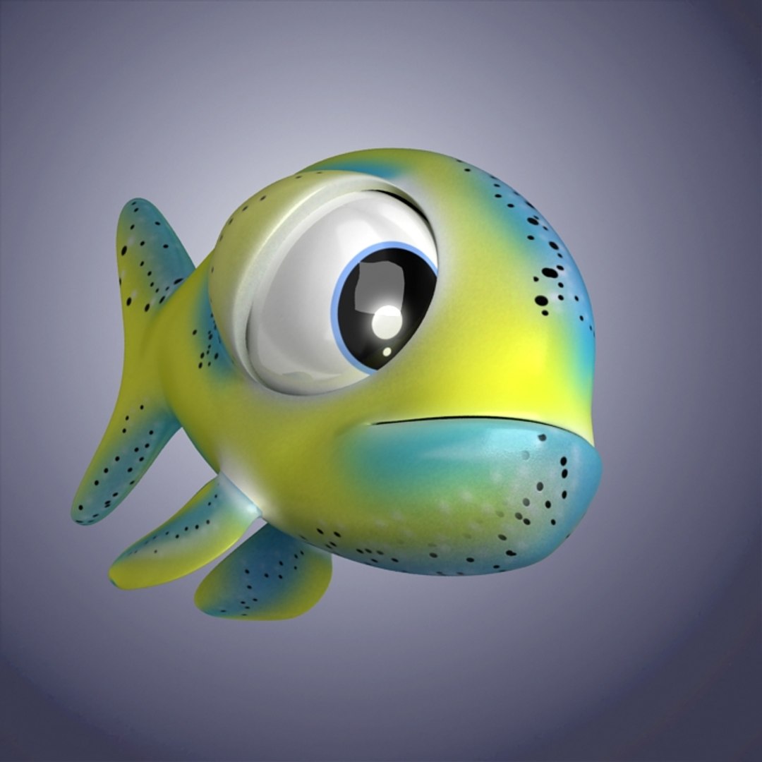 Sad Fish Cartoon 3d Model