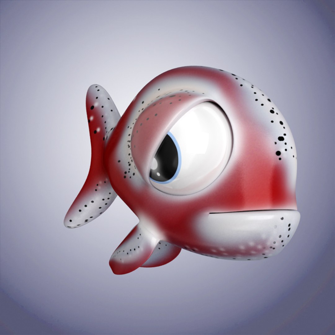 Sad Fish Cartoon 3d Model