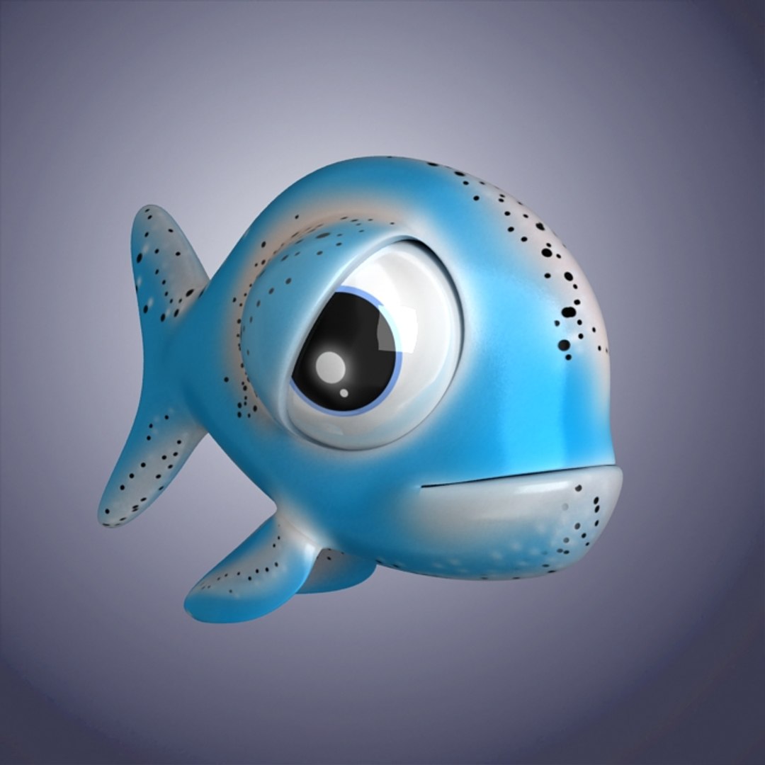 Sad Fish Cartoon 3d Model