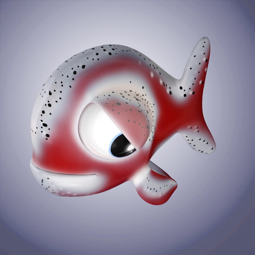 Sad Fish Cartoon 3d Model