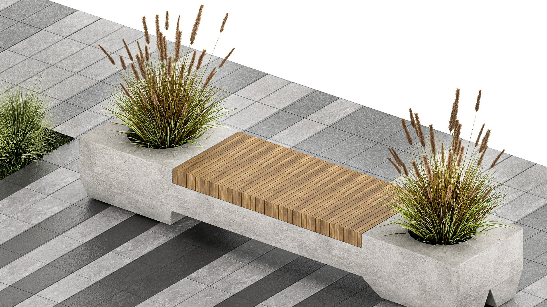 3D Tree And Bushes With Bench For Outdoor Environment 1146 - TurboSquid ...