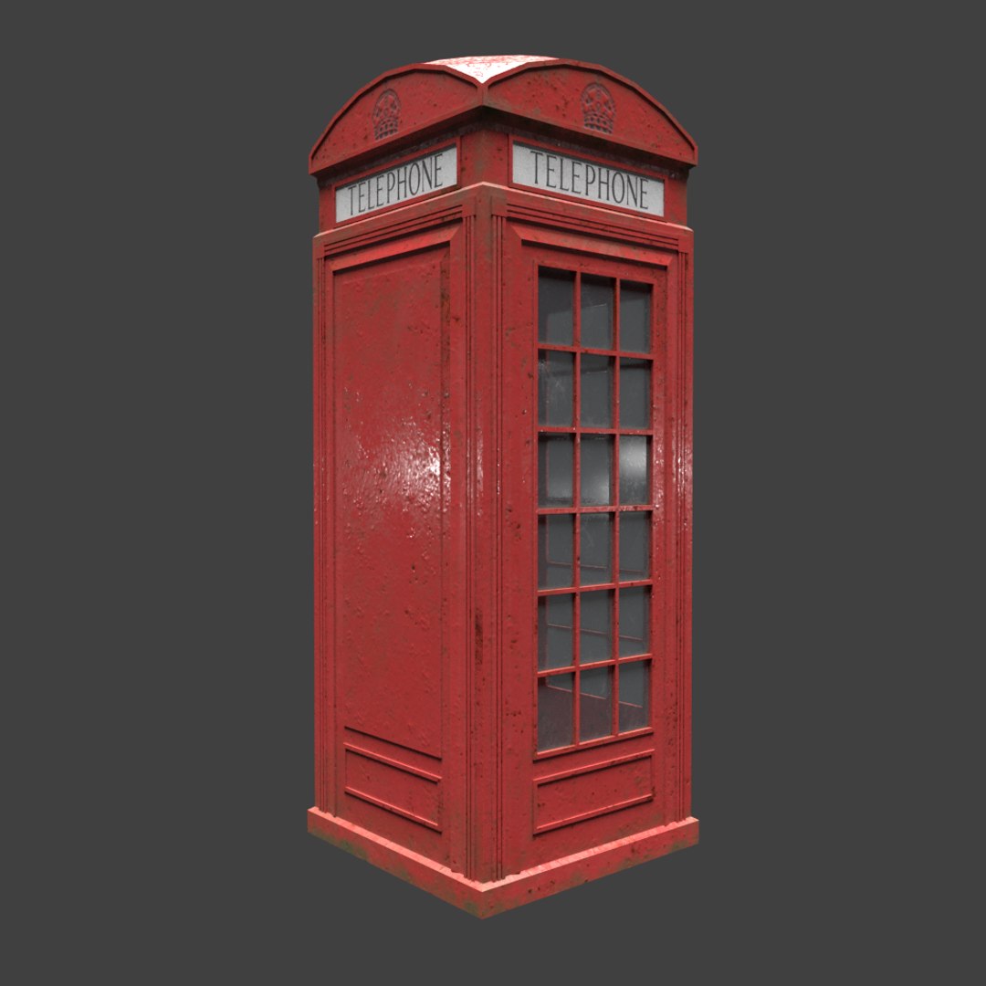 3D Red Telephone Box Weathered - TurboSquid 1280440