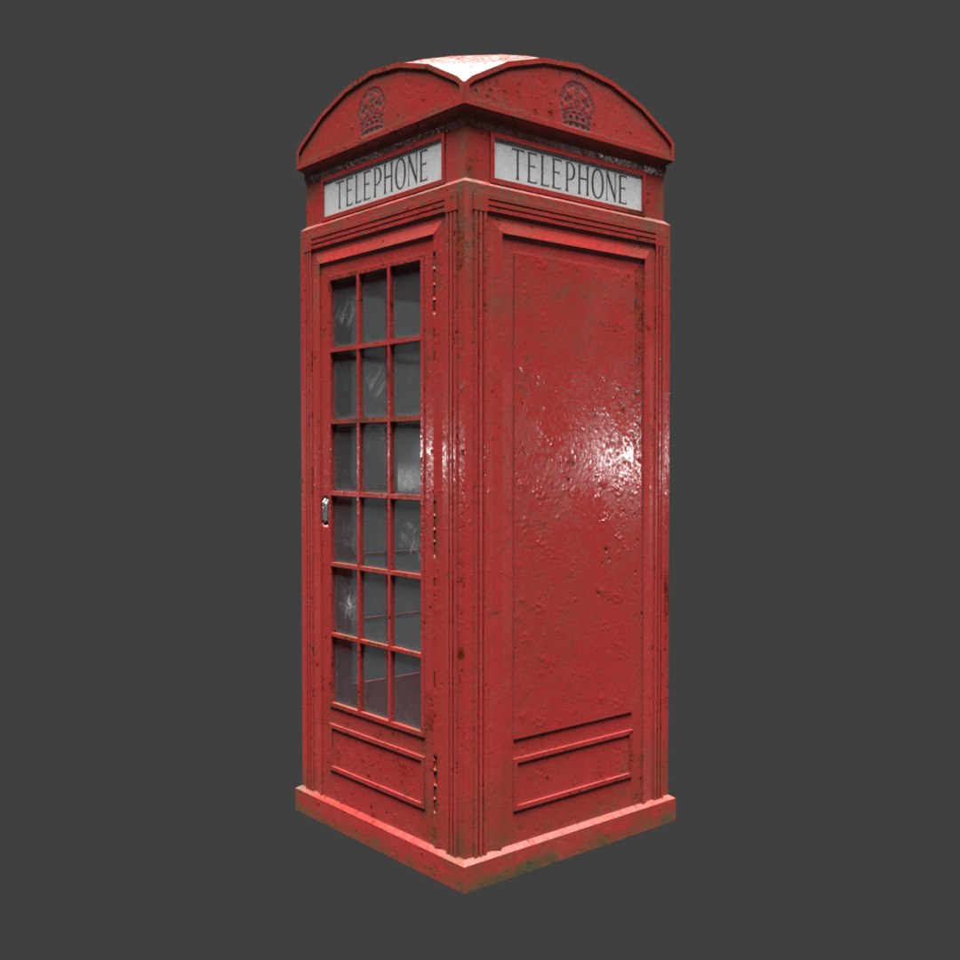 3D Red Telephone Box Weathered - TurboSquid 1280440