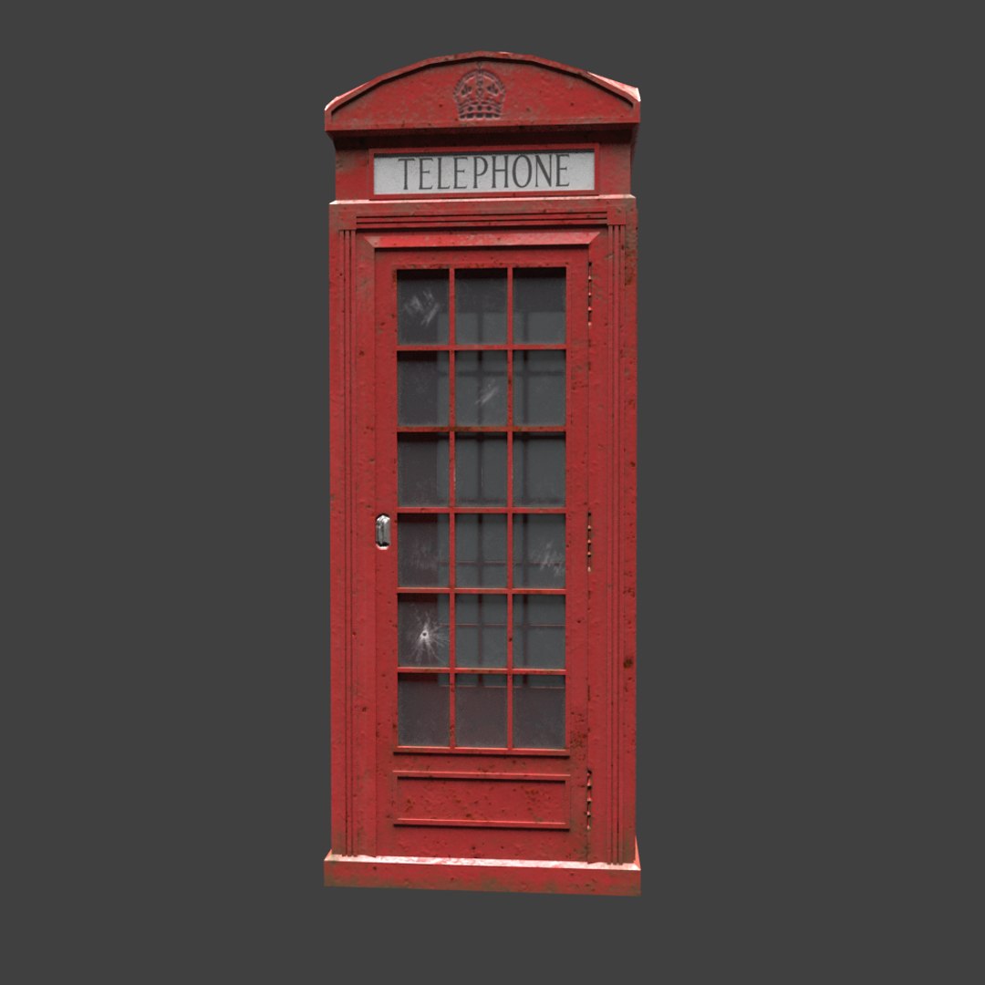 3D Red Telephone Box Weathered - TurboSquid 1280440