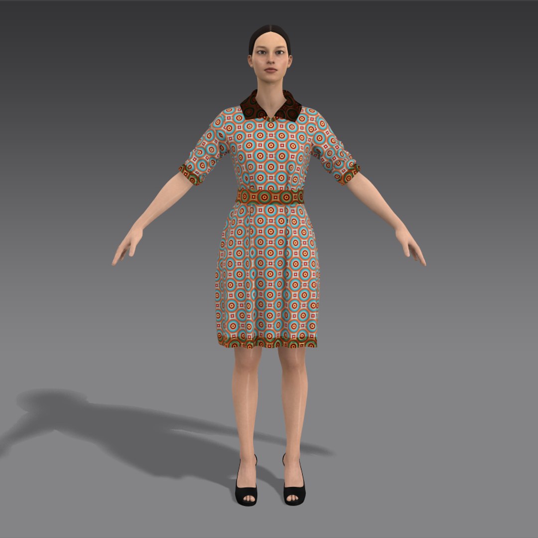 Retro Dress 3D Model - TurboSquid 1860323