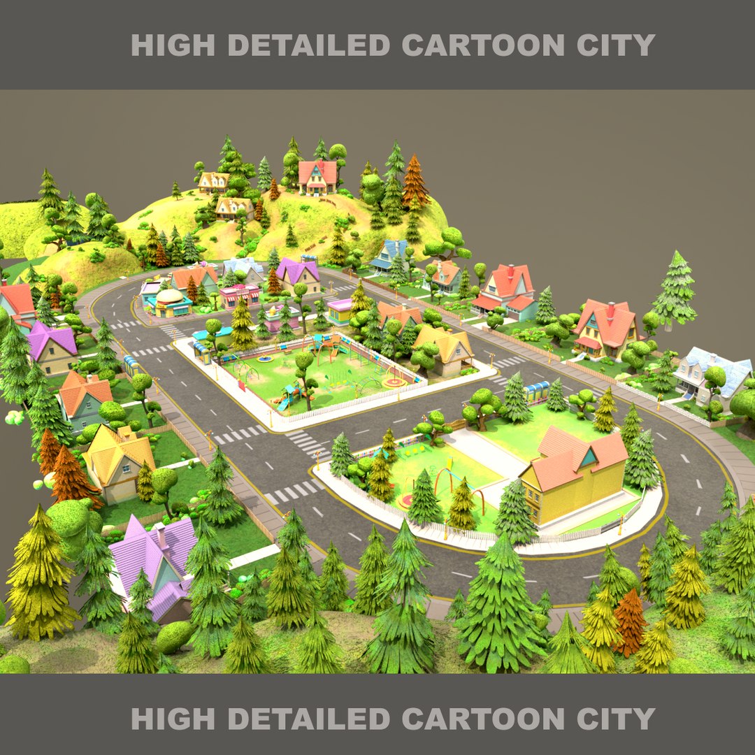 3D Stylized Cartoon City Model - TurboSquid 2199126
