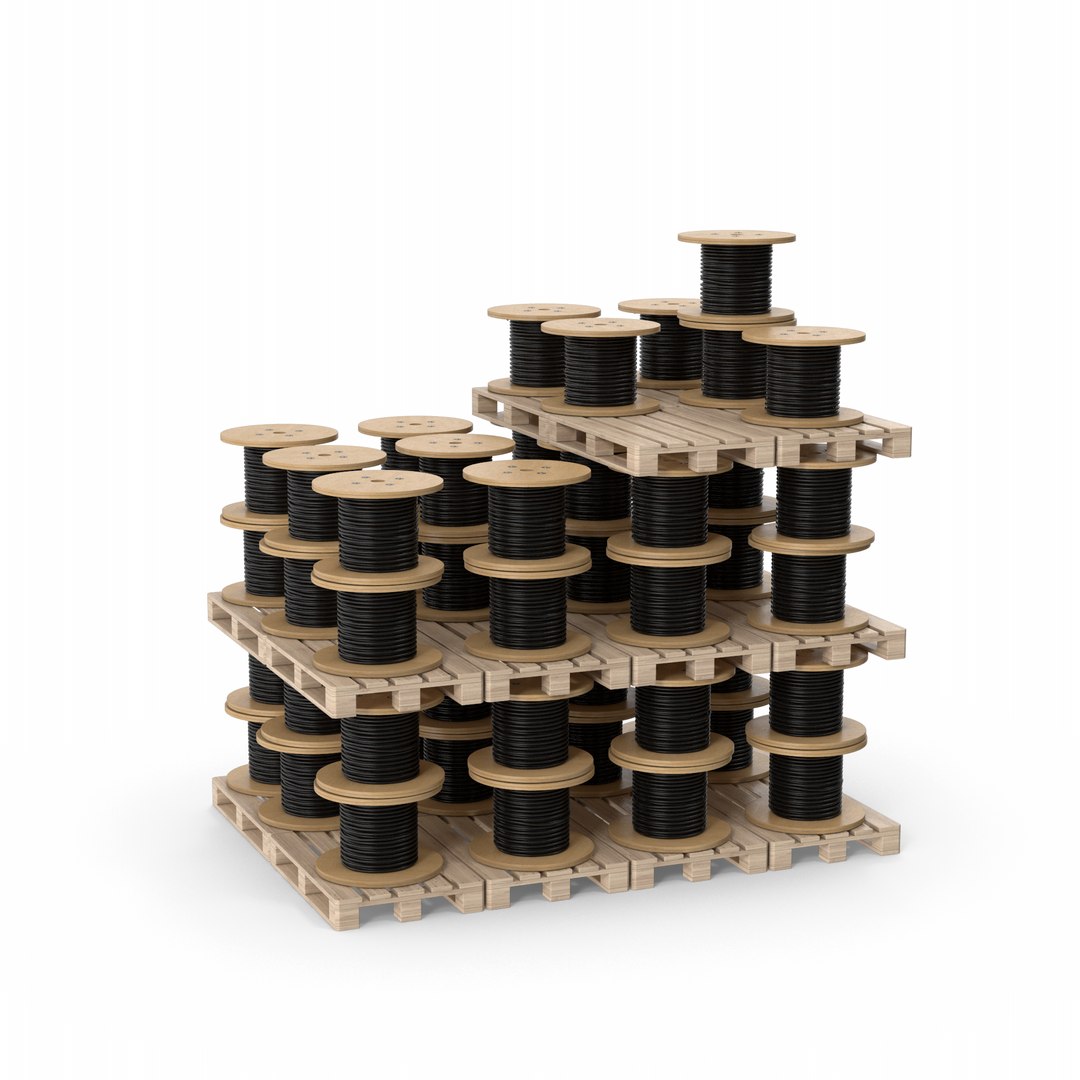 3D Cable Reel Drums On Wooden Pallet Model - TurboSquid 1990025