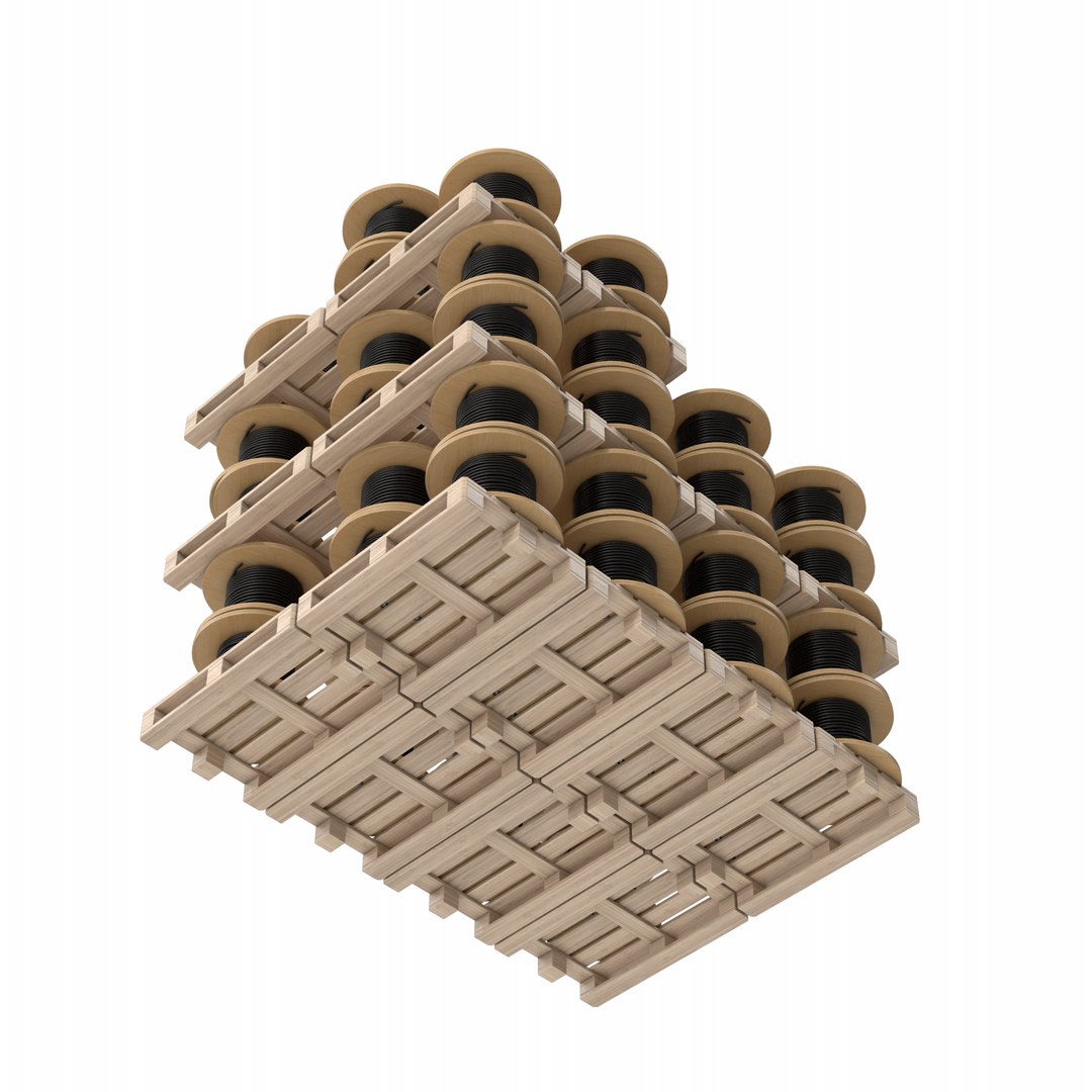 3D Cable Reel Drums On Wooden Pallet Model - TurboSquid 1990025