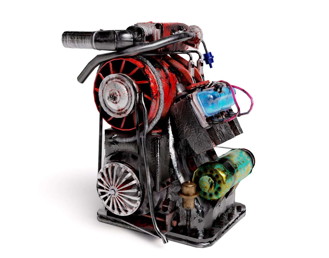 3D Collection Of Rusty Damaged Car Engines Da1 Model - TurboSquid 1964441