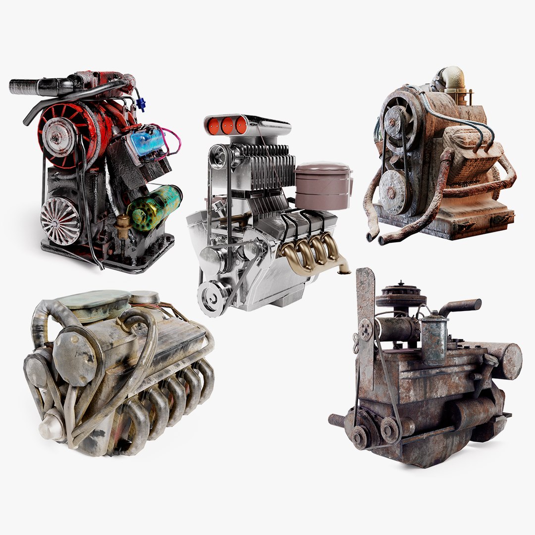 3D Collection Of Rusty Damaged Car Engines Da1 Model - TurboSquid 1964441