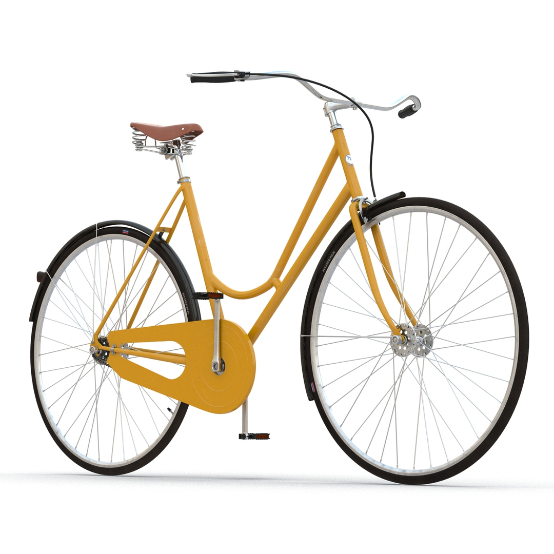 3d city bike yellow rigged