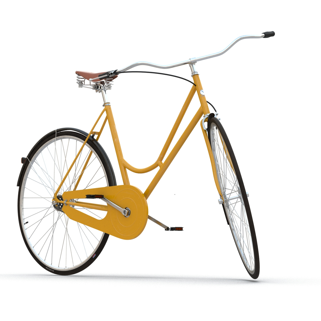 3d city bike yellow rigged