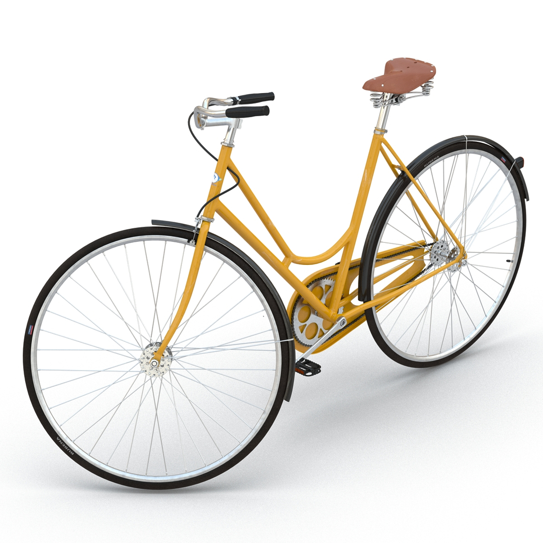 3d city bike yellow rigged