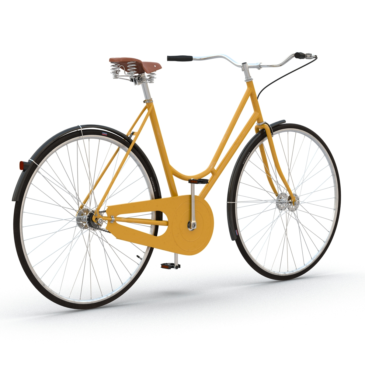 3d city bike yellow rigged