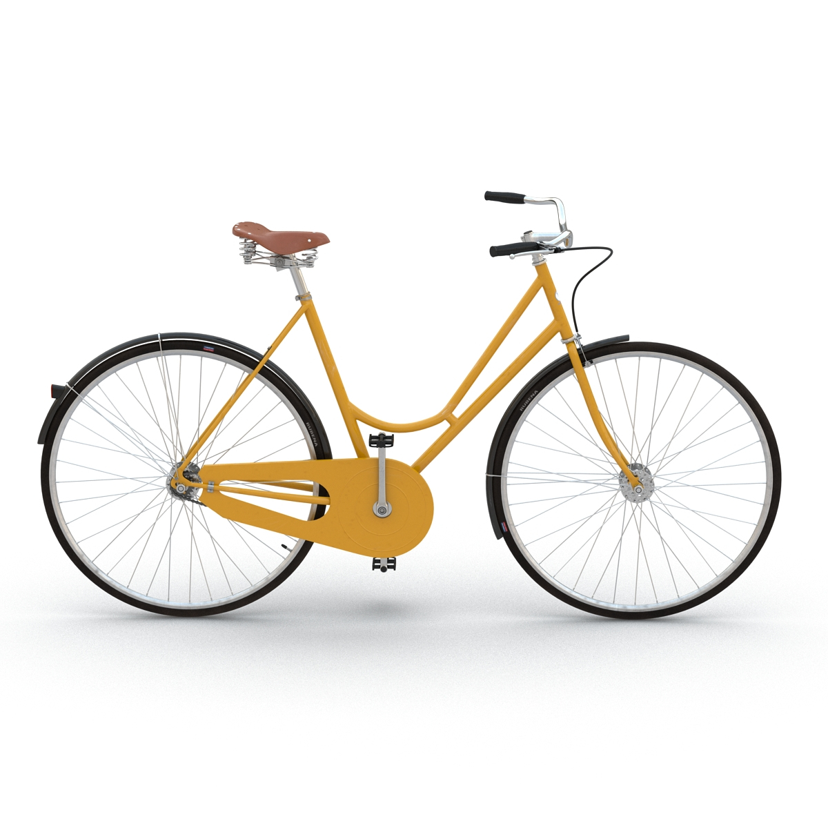 3d city bike yellow rigged