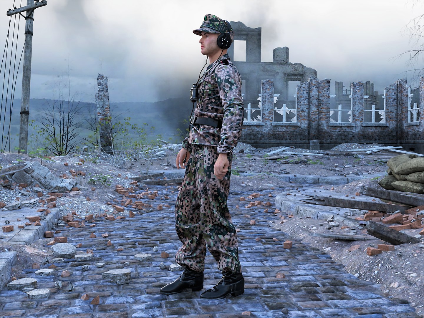 3D Model German Panzer Crew Soldier 2 WWII Low-poly 3D Model ...
