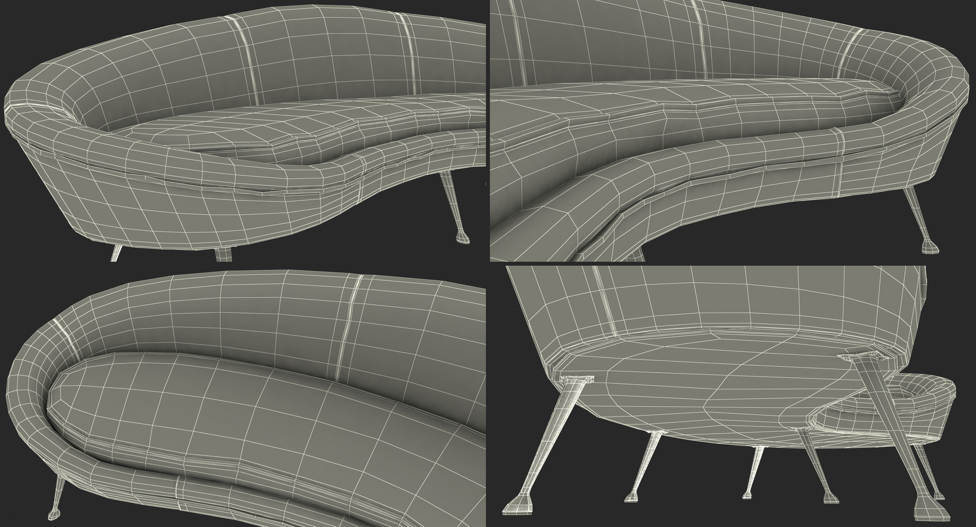 Vintage style curved sofa 3D model - TurboSquid 1227312