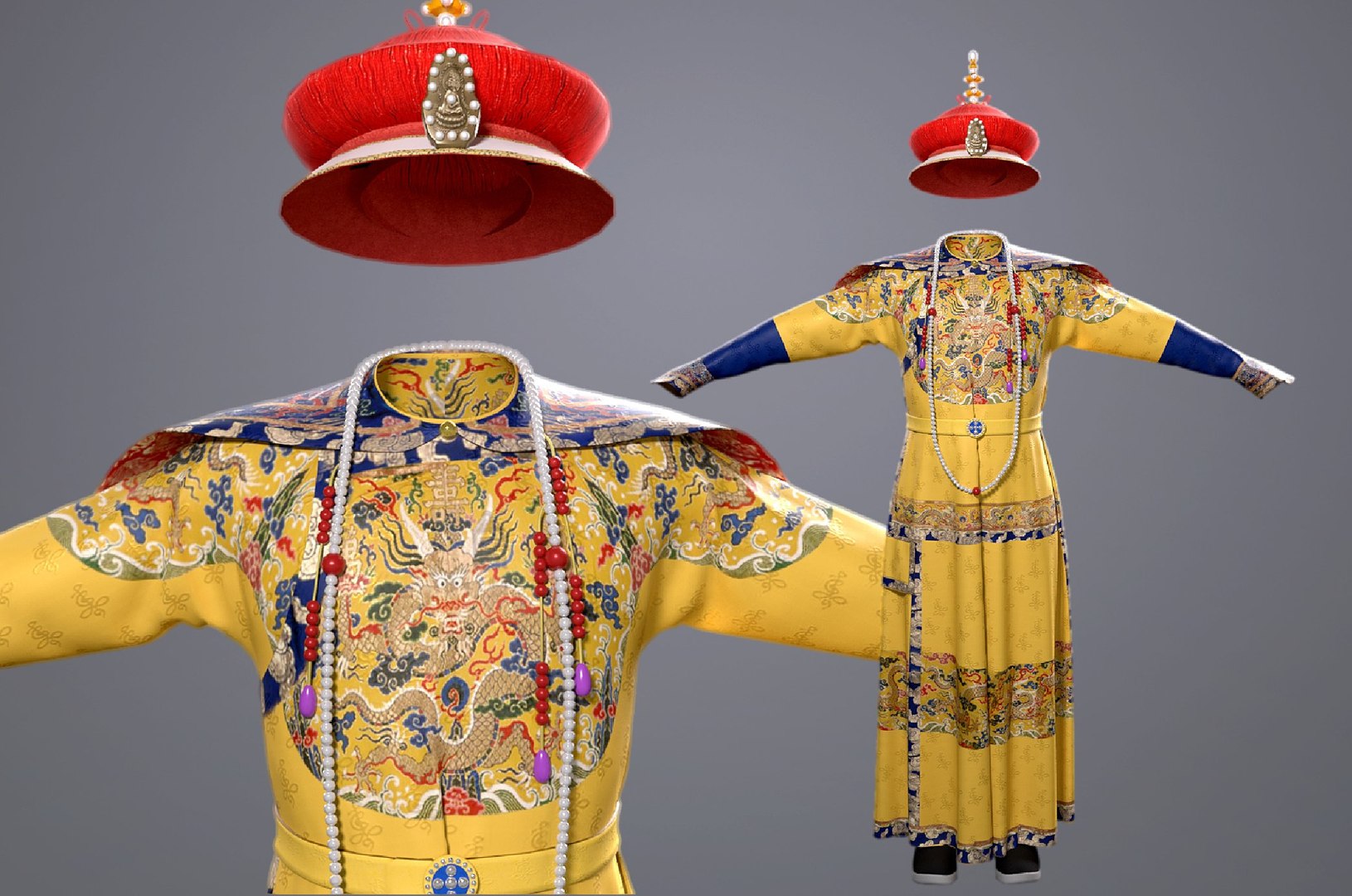 Ancient Chinese Qing Dynasty Dragon Robe 3D Model - TurboSquid 2202290