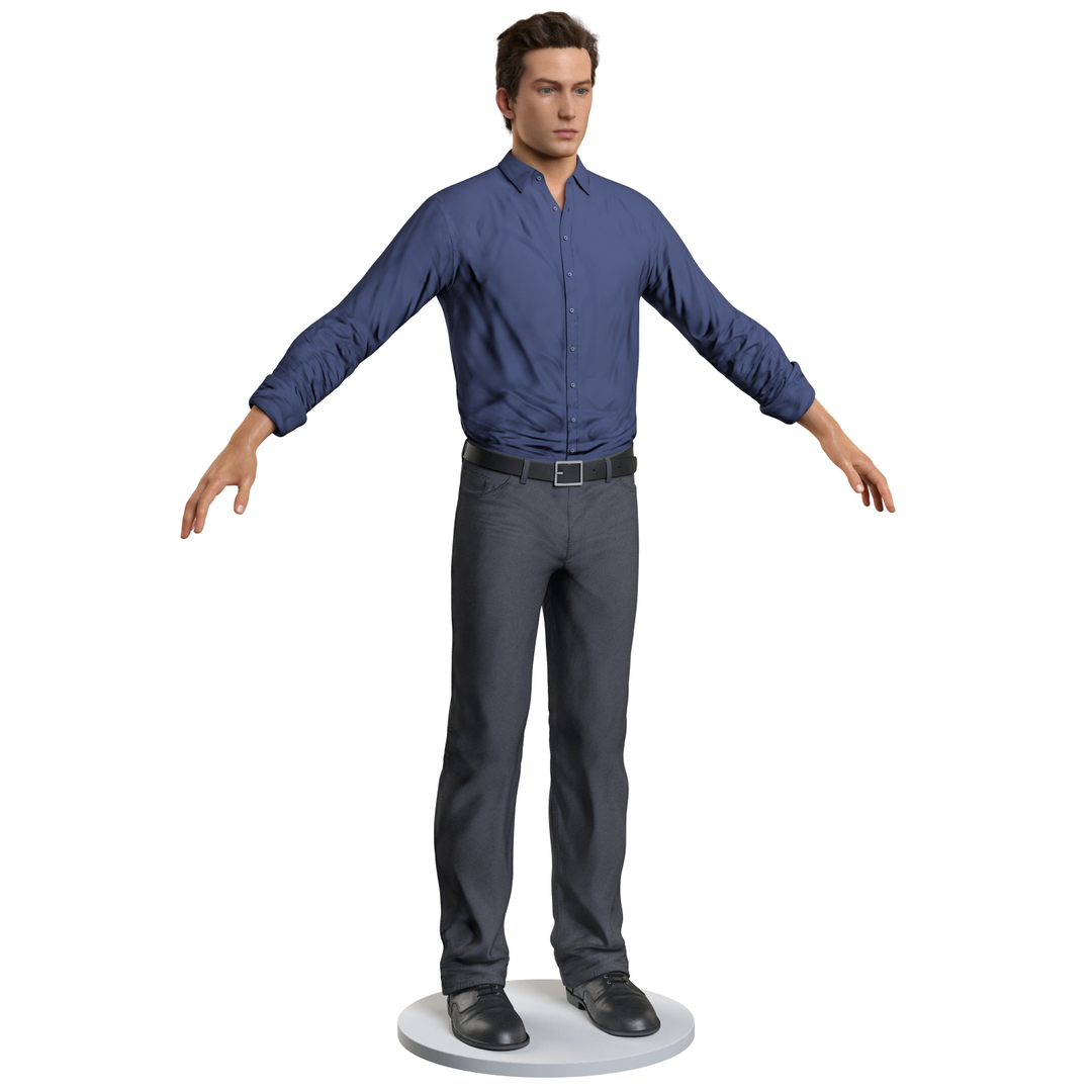 3d male character realistic hair model