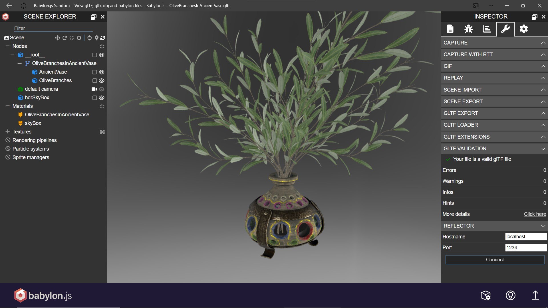 3D Olive Branches Bouquet in Ancient Vase - Game Asset model ...