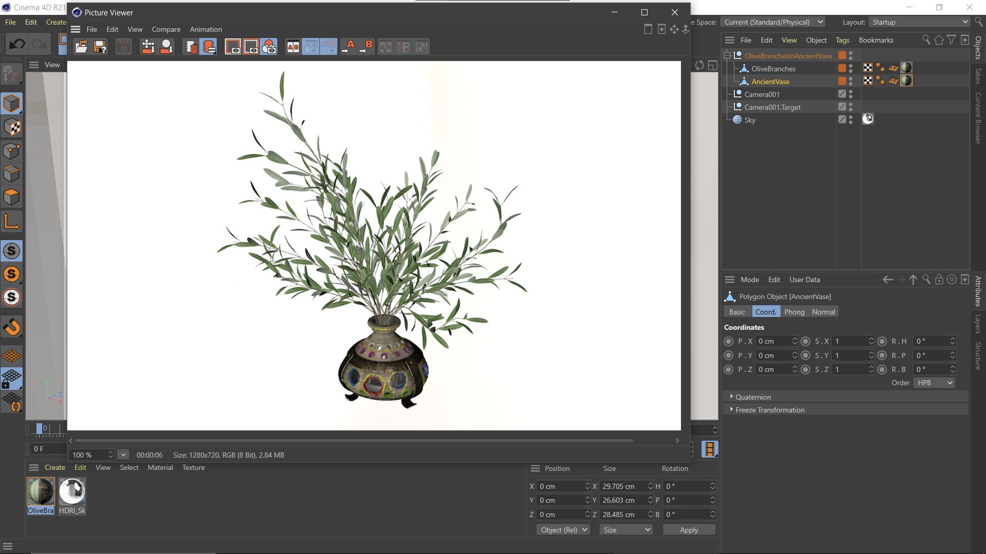 3D Olive Branches Bouquet in Ancient Vase - Game Asset model - TurboSquid 2155035