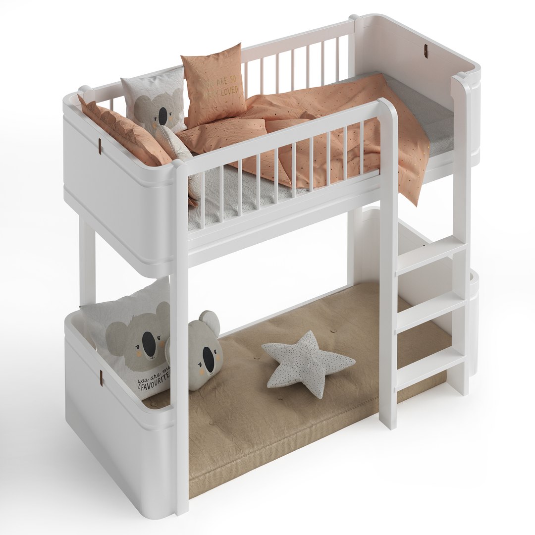 Mini Junior Loft Bed In White By Oliver Furniture 3D Model - TurboSquid ...