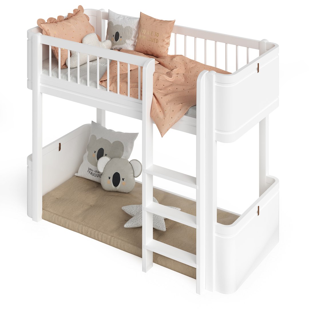 Mini Junior Loft Bed In White By Oliver Furniture 3D Model - TurboSquid ...