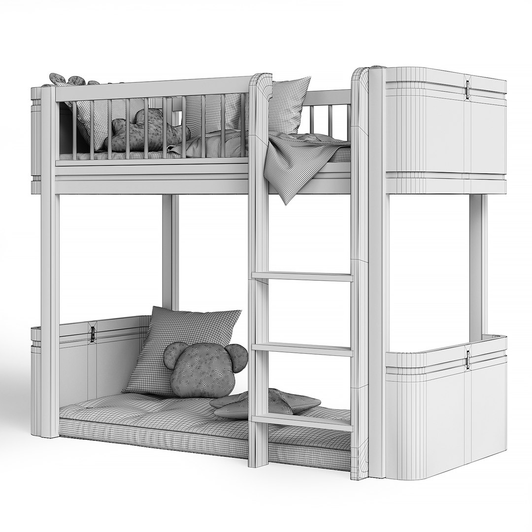 Mini Junior Loft Bed In White By Oliver Furniture 3D Model - TurboSquid ...