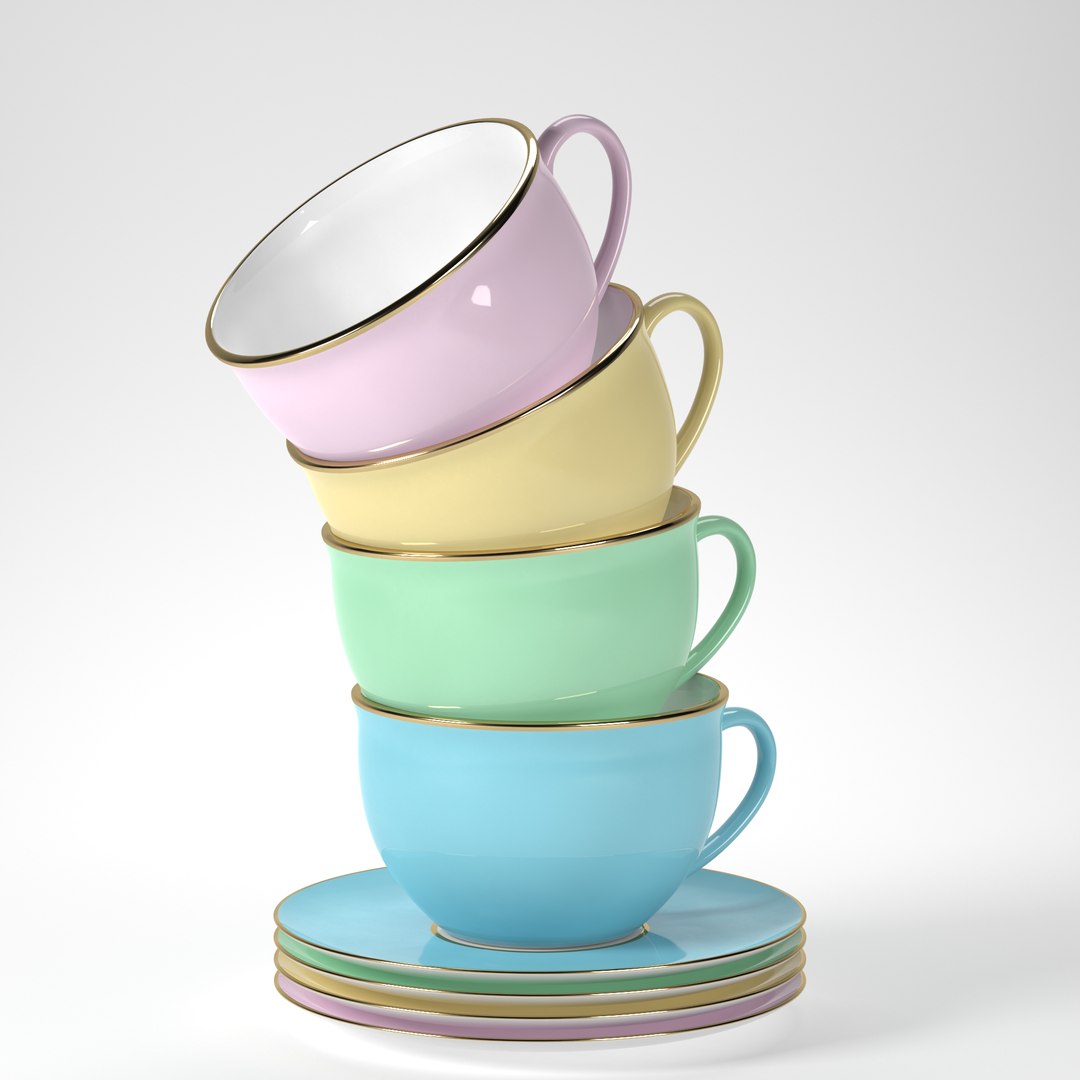 Set of colored cups model - TurboSquid 2154124