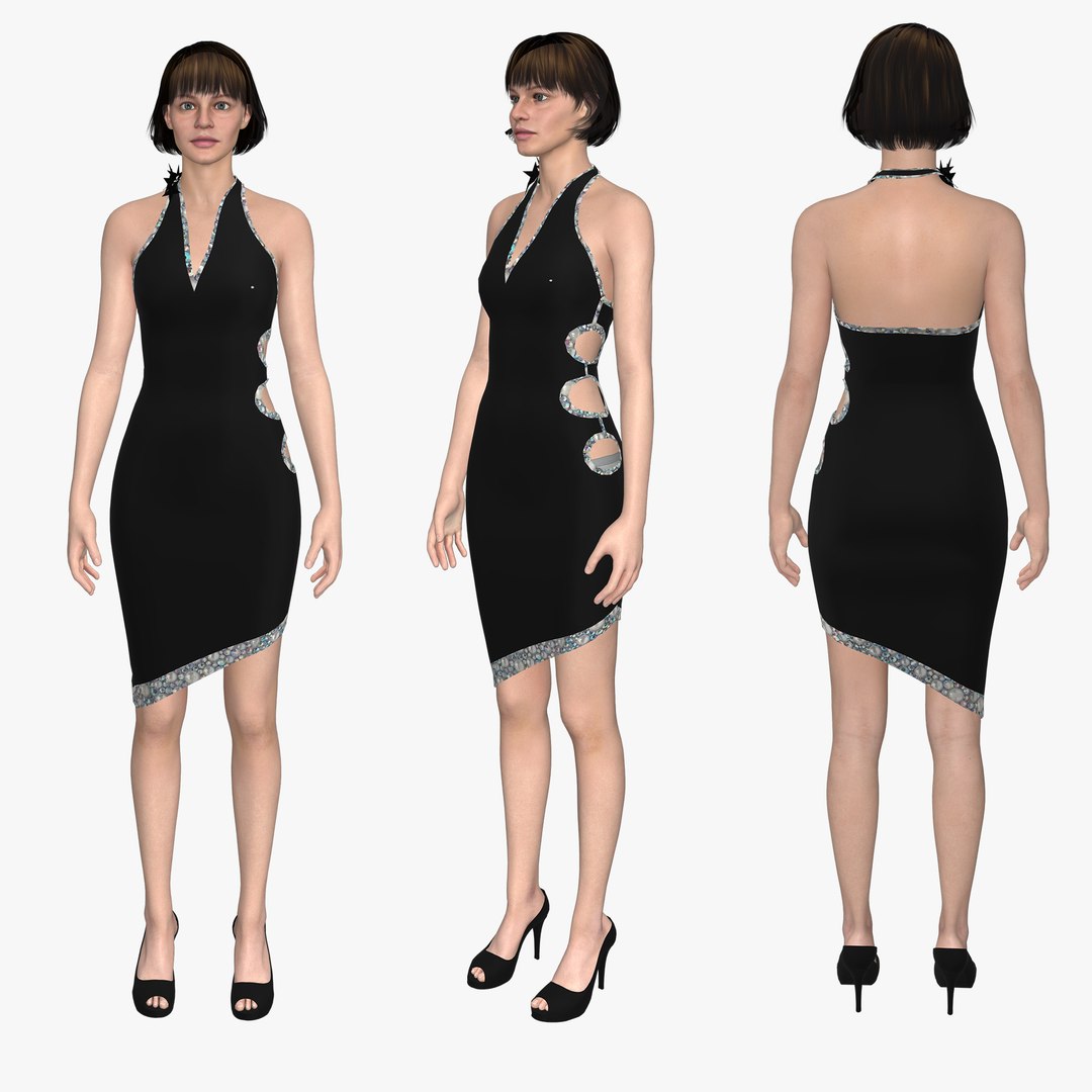 3D V-Neck Dress Marvelous Designer Or Clo3D ZPRJ - TurboSquid 2325265