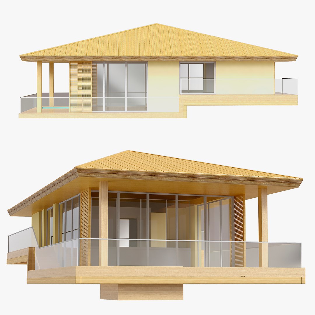 3D Bungalow wooden bamboo beach build house model - TurboSquid 1910514