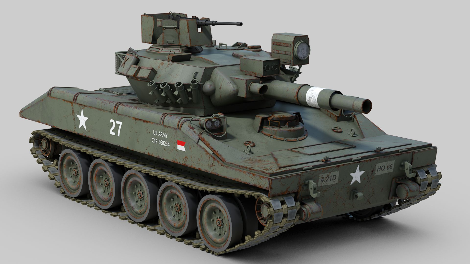 sheridan tank m551 3d model