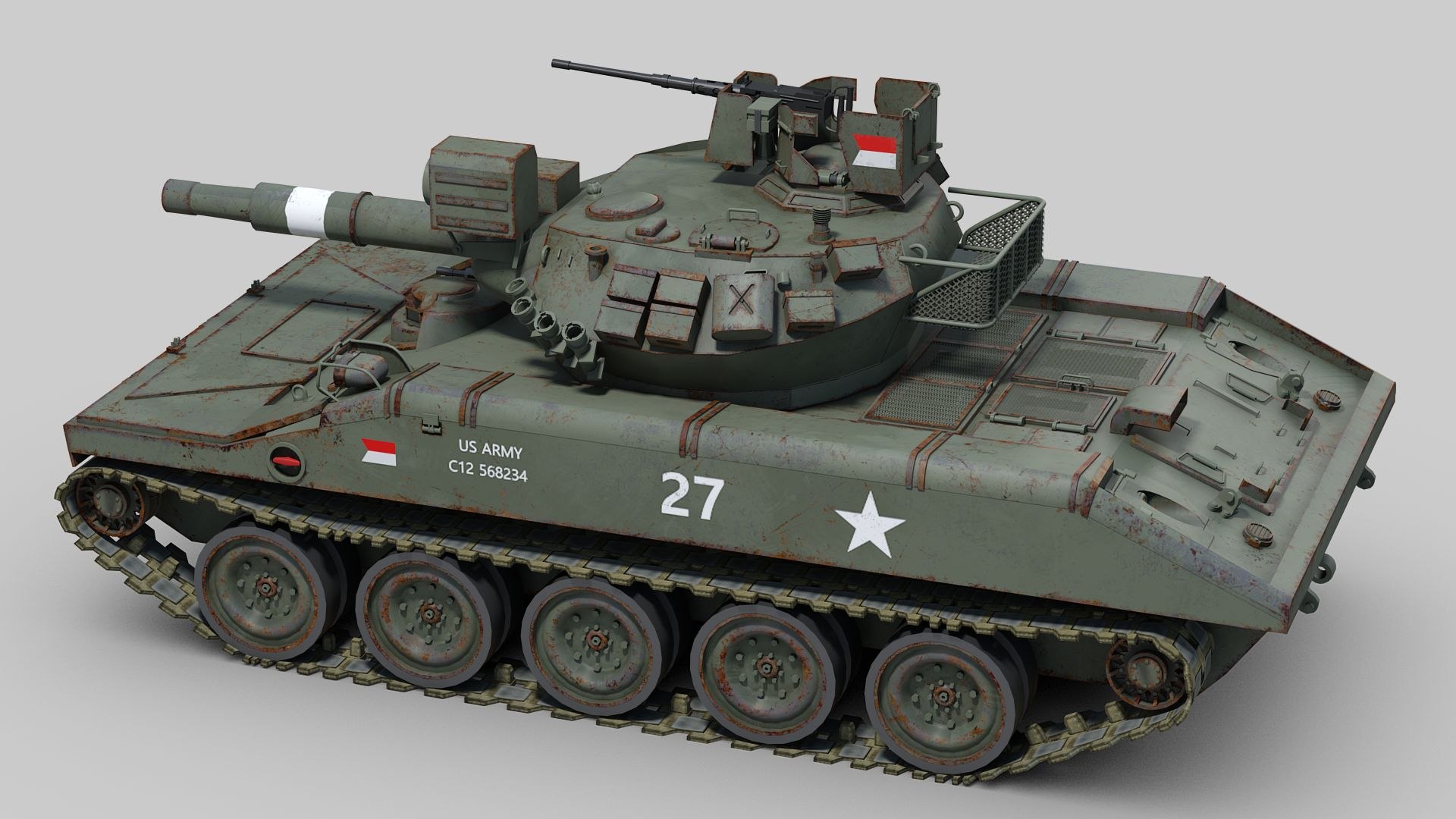 Sheridan Tank M551 3d Model