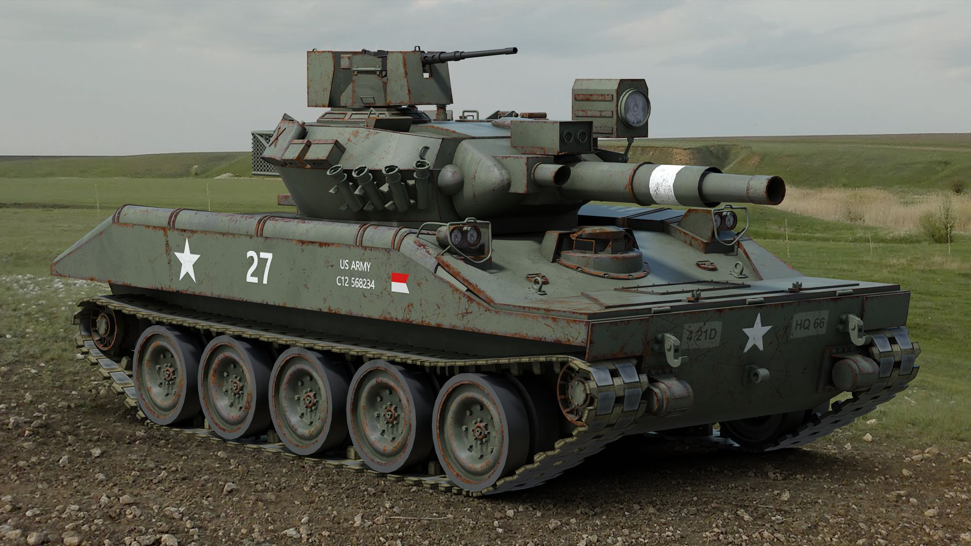 sheridan tank m551 3d model