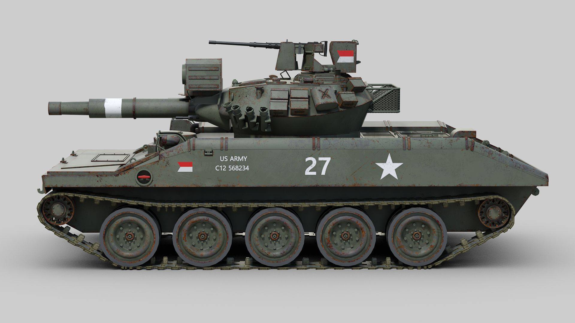sheridan tank m551 3d model