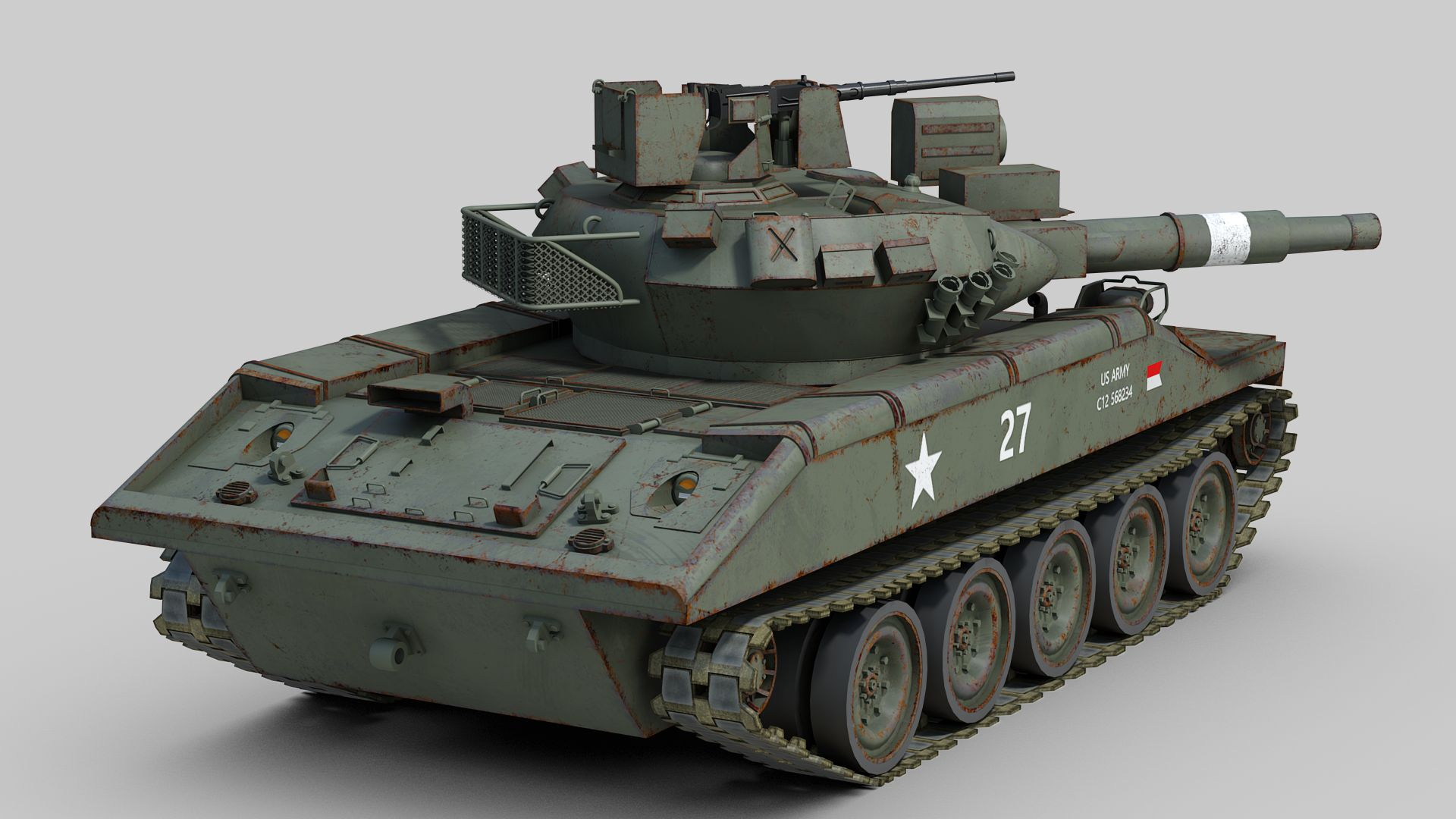 sheridan tank m551 3d model
