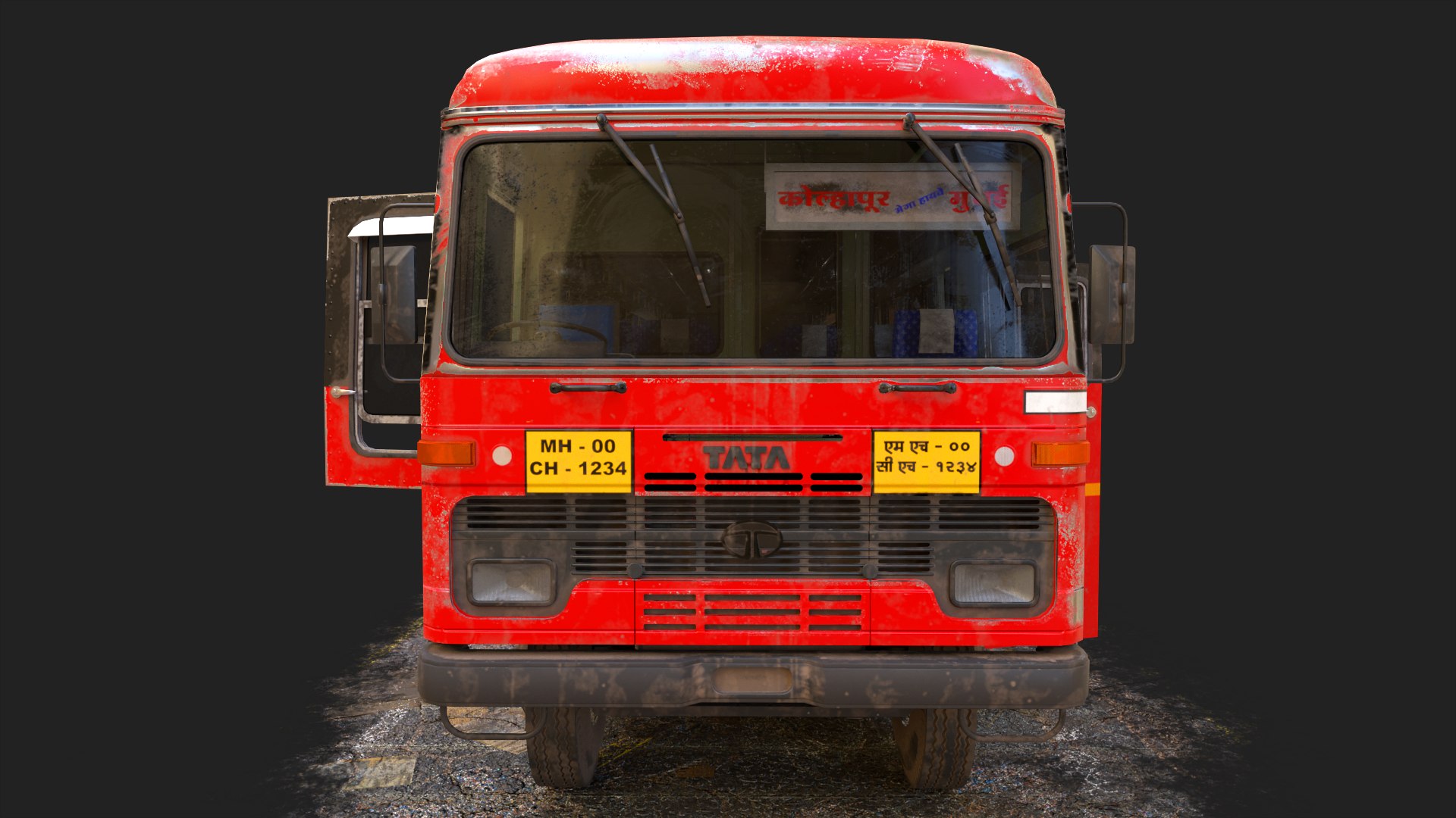 3D Model Indian ST Bus V1 Red Black Used - TurboSquid 2286408