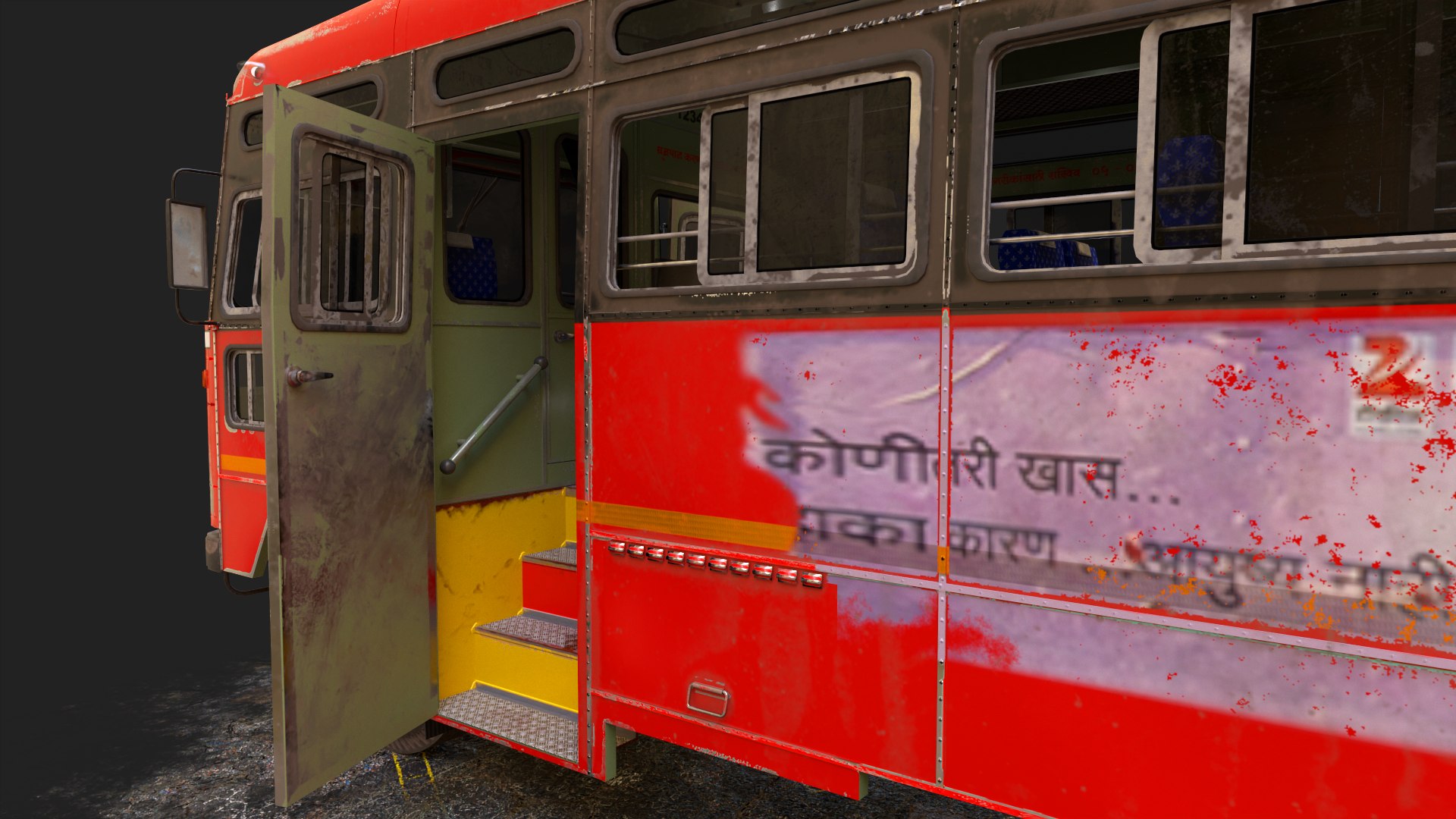 3D Model Indian ST Bus V1 Red Black Used - TurboSquid 2286408