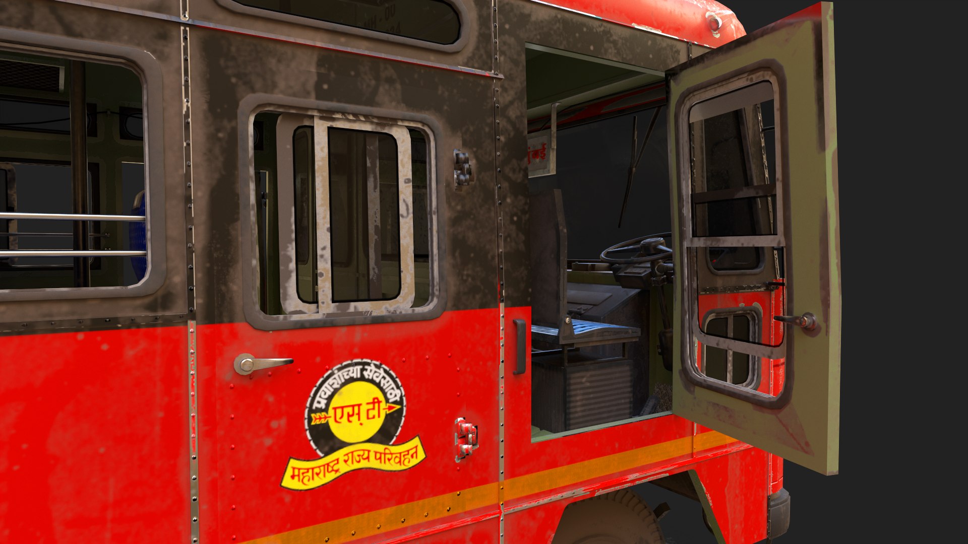 3D Model Indian ST Bus V1 Red Black Used - TurboSquid 2286408