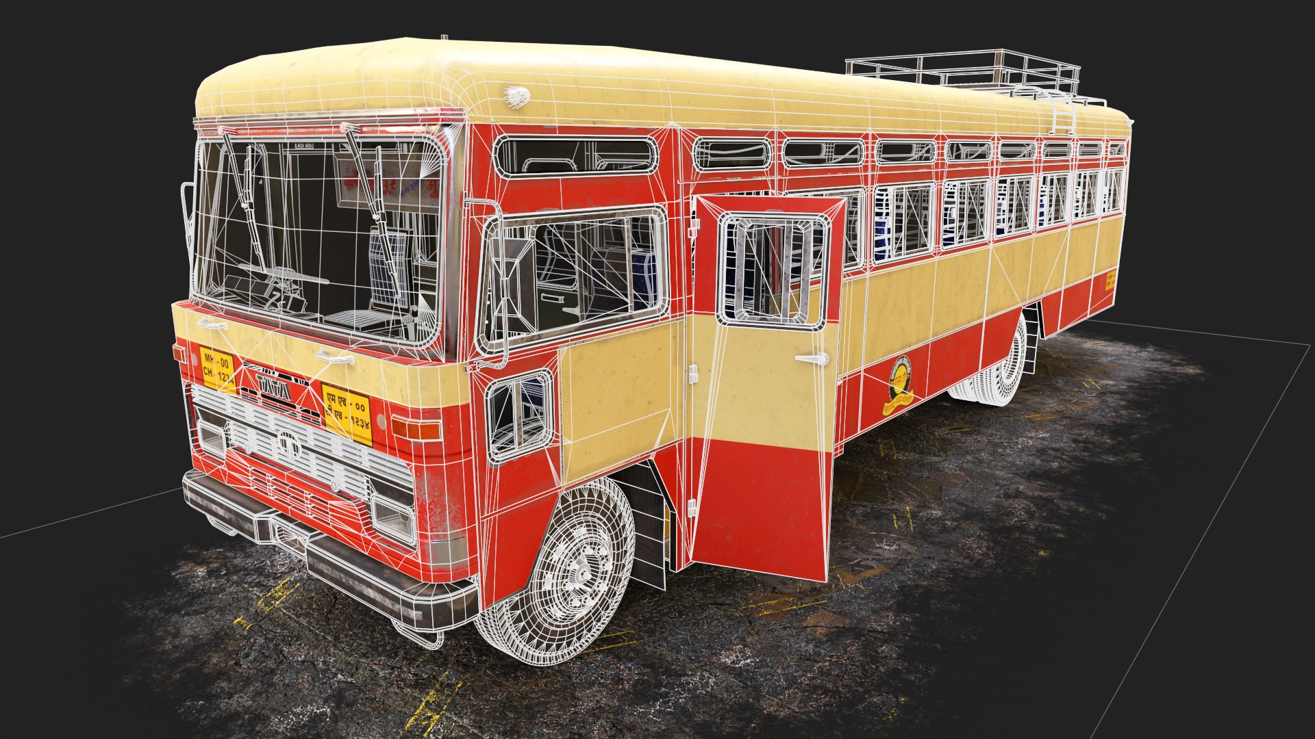 3D Model Indian ST Bus V1 Red Black Used - TurboSquid 2286408