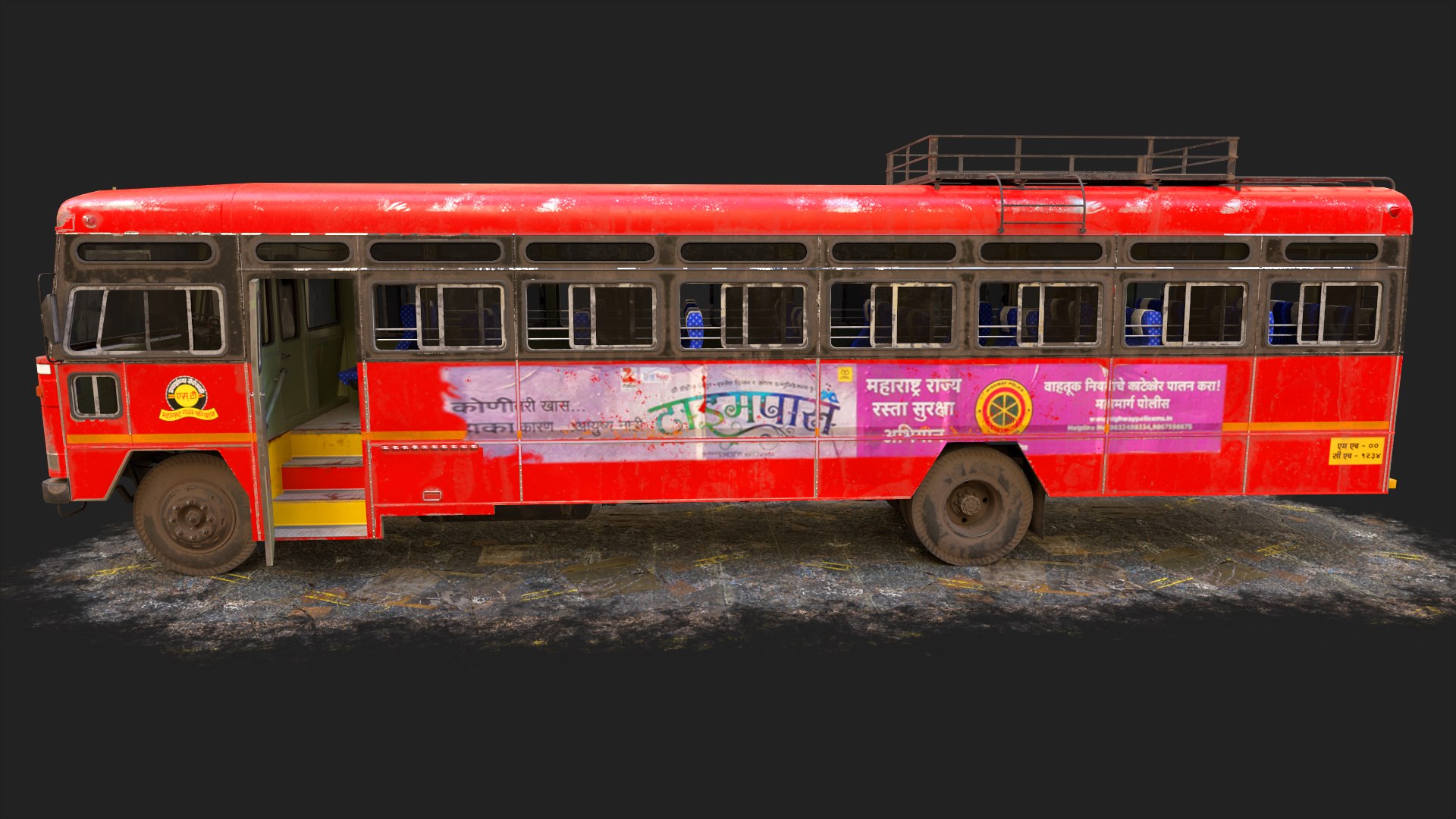 3D Model Indian ST Bus V1 Red Black Used - TurboSquid 2286408