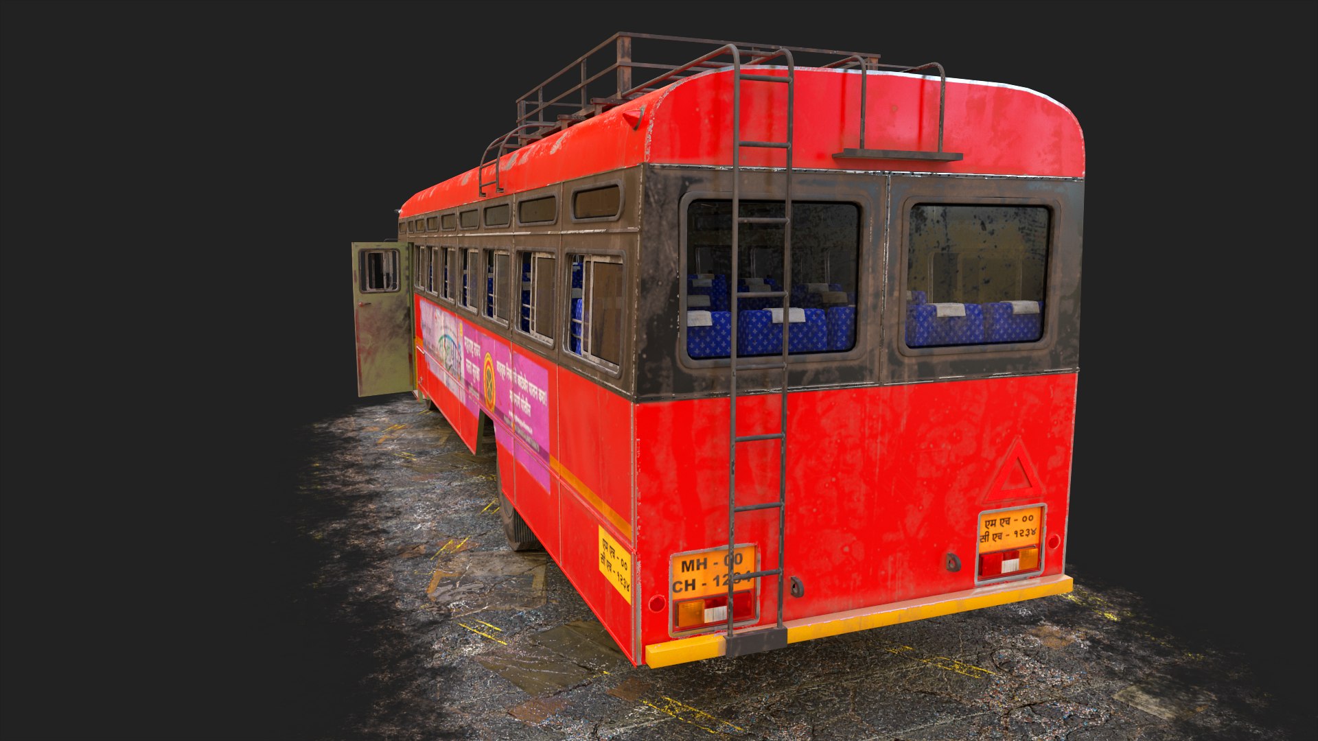 3D Model Indian ST Bus V1 Red Black Used - TurboSquid 2286408