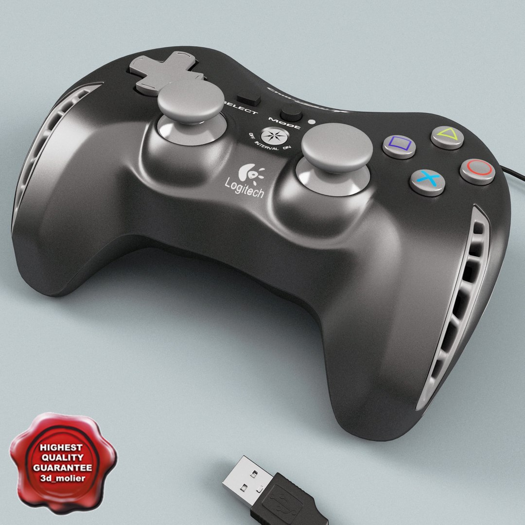 3d Model Joystick Logitech Black