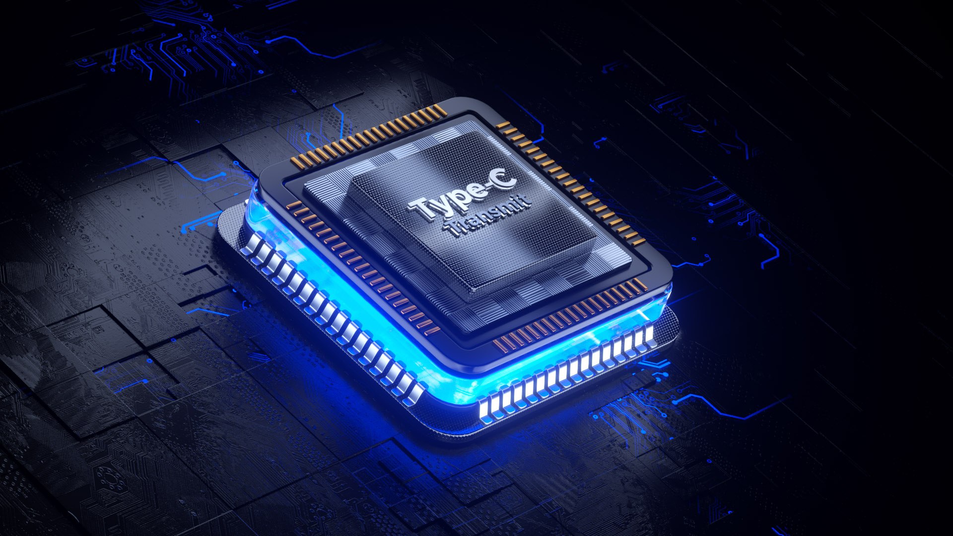 3D C4D Octane Chip Vision Pro Scene CPU Chip Structure Transmit Chip ...