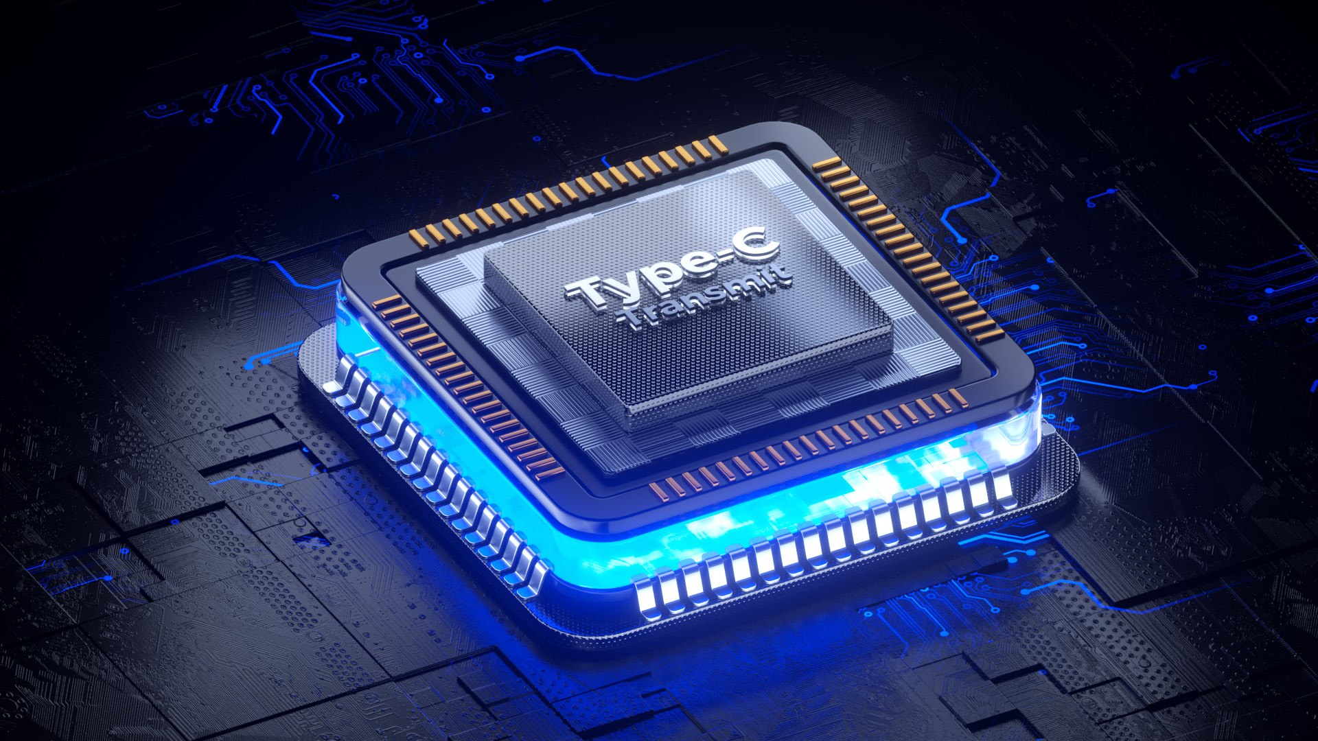 3D C4D Octane Chip Vision Pro Scene CPU Chip Structure Transmit Chip ...