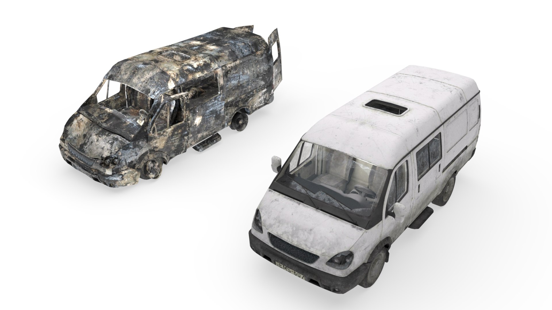 3D Abandoned Cars Destroyed Vehicles Pack A4 3D Model - TurboSquid 1834845