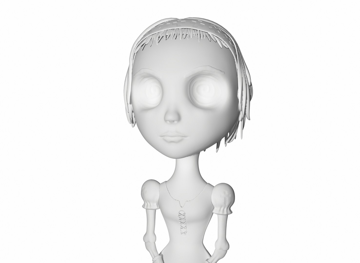 3D Horror Character Girl In Vintage Dress - TurboSquid 1764373